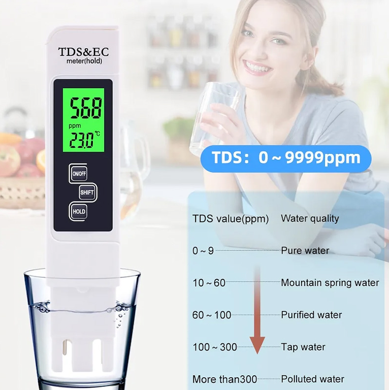 Merač tvrdoće vode, temperature i provodljivosti