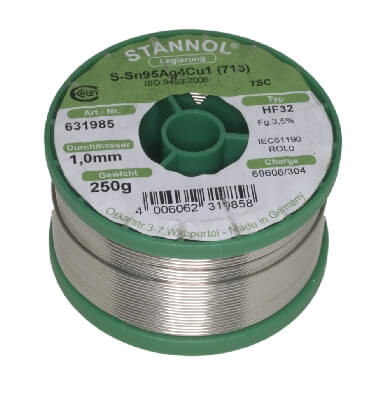 Tinol / kalaj žica Stannol Sn95/Ag4/Cu1 Ecoloy 1.0mm 250g