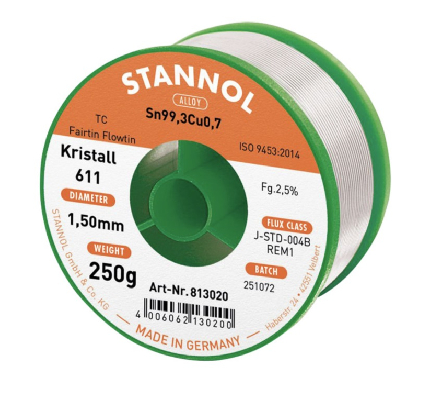Tinol / kalaj žica Stannol Sn99.3/Cu0.7 Flowtin 1,5mm 250g