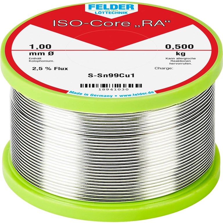 Tinol / kalaj žica Felder Löttechnik ISO-Core “RA” Sn99/Cu1 1mm 500g
