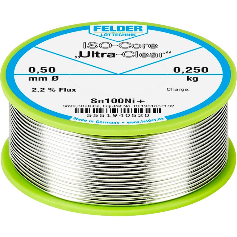 Tinol / kalaj žica Felder Löttechnik “Ultra-Clear” Sn100Ni+ 0.5mm 250g