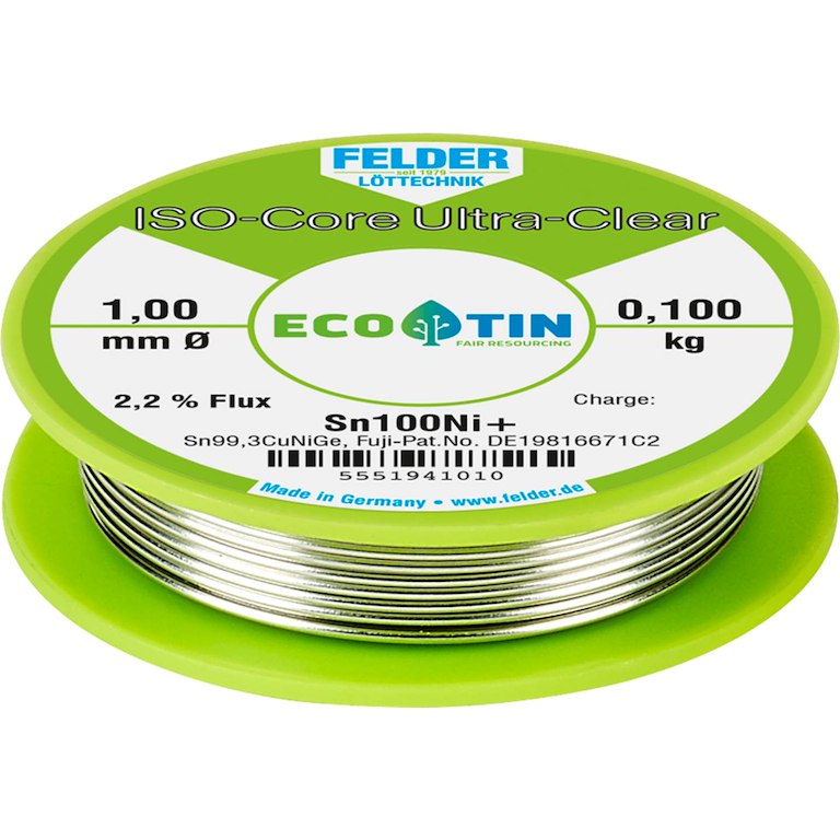 Tinol / kalaj žica Felder Löttechnik “Ultra-Clear” Sn100Ni+ 1mm 100g