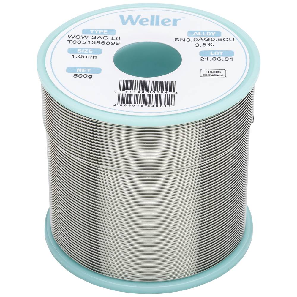 Tinol / kalaj žica Weller WSW SAC L0, Sn3,0Ag0,5Cu 0.8mm 500g