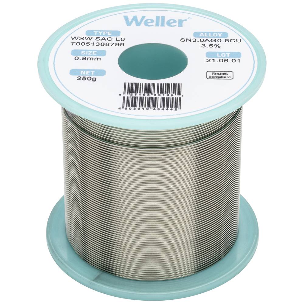 Tinol / kalaj žica Weller WSW SAC M1, Sn3,0Ag0,5Cu 0.8mm 250g