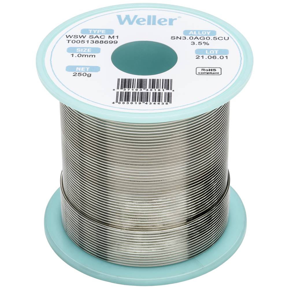 Tinol / kalaj žica Weller WSW SAC M1, Sn3,0Ag0,5Cu 1mm 250g