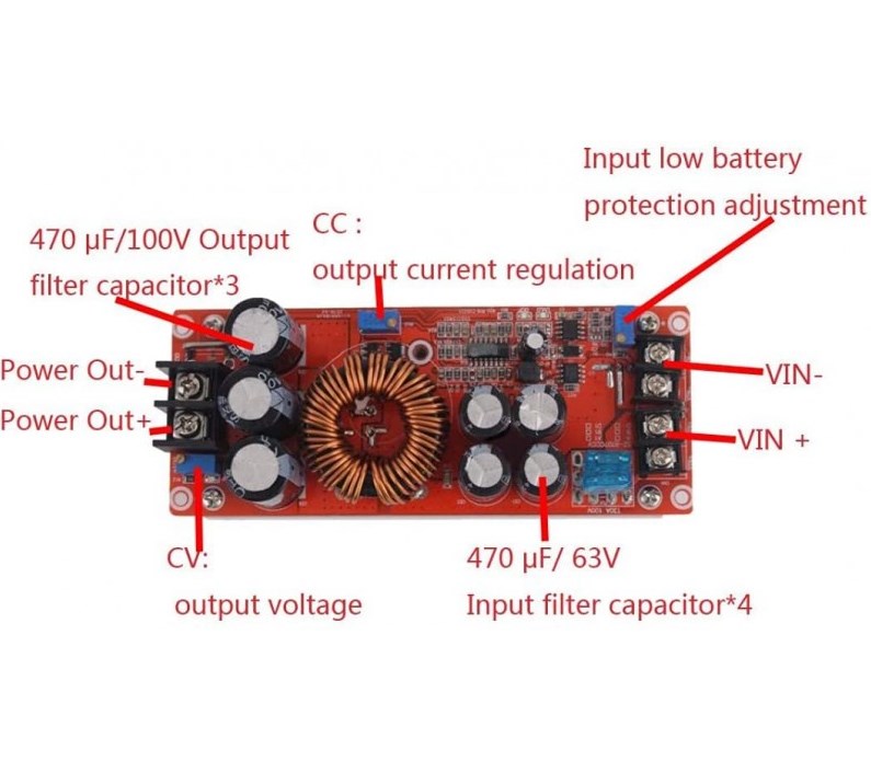 1200W 20A DC/DC konverter pojačivač boost step-up IN 8-60V OUT 12-83V