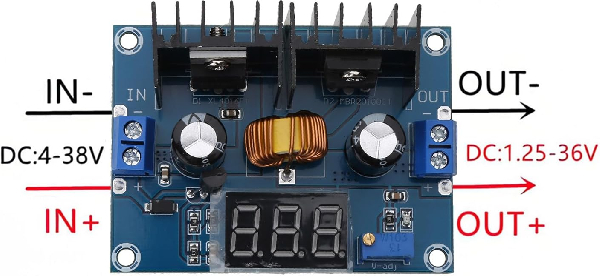 200W DC/DC XH-M404 konvertor step down IN 4–38V OUT 1.25–36V 8A