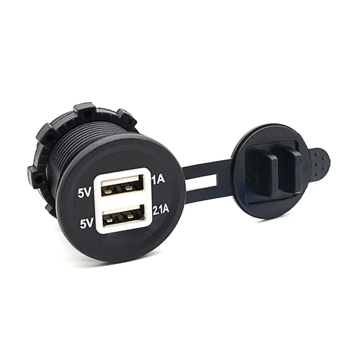 Napojni ugradni 2x USB konektor 12-24V 3A IP65