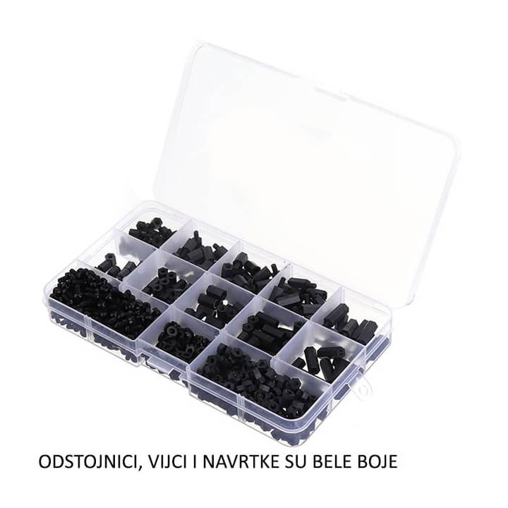 Set odstojnici vijci i navrtke M3 plastični 780 u 1