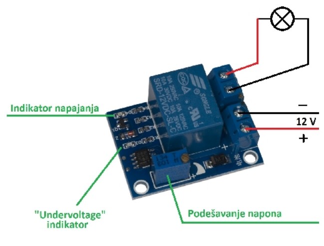 Baterija DC 12V Undervoltage Low Voltage Cut off