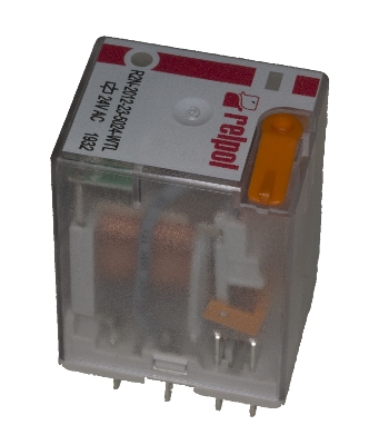 Relej R2N2012-23-5024 industrijski, 2 X ON/OFF, DPDT, 12A, 24V AC, 158Om, LED signalizacija, Relpol