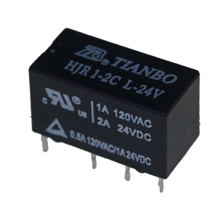 Relej HJR1-2C-L-24VDC 2 X ON/OFF, DPDT, 2A, 24V, 2880Om, Tianbo