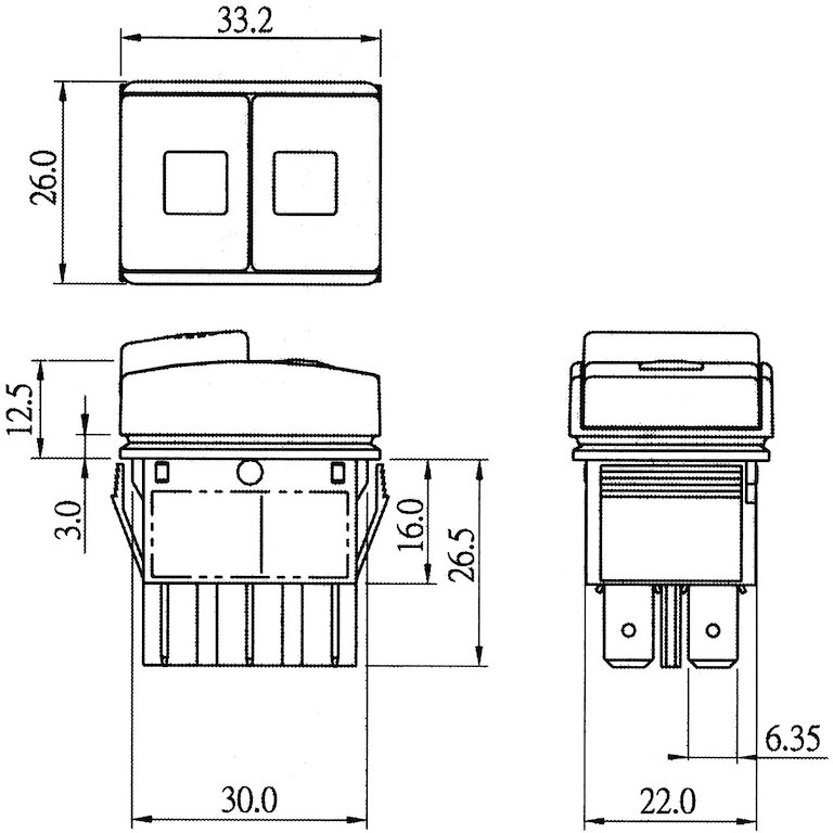 Taster prekidač TC-R13-537A B/R/G 250V AC 10A 2x ON/OFF