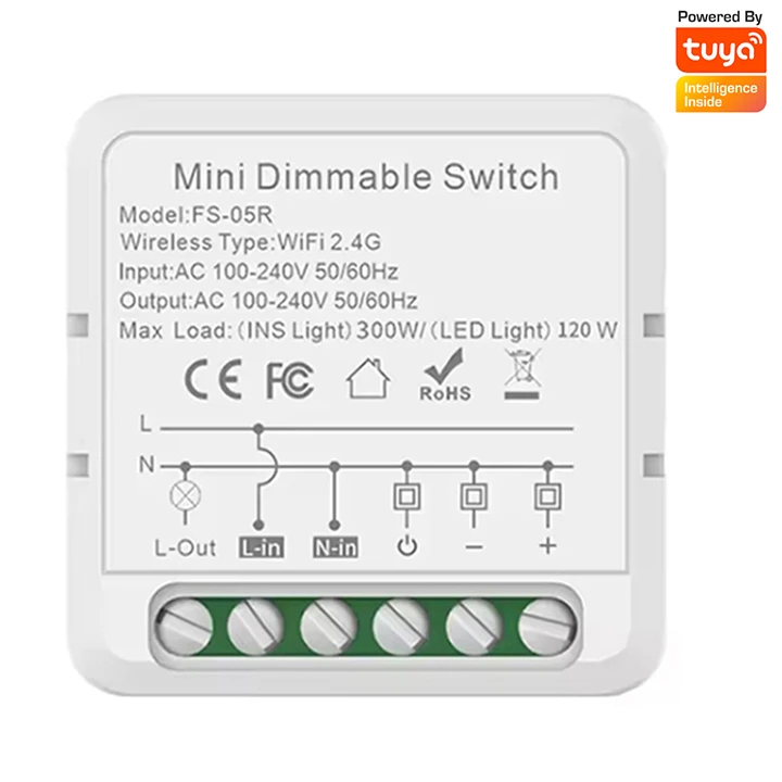 Tuya smart dimer WiFi IP20 16A 230VAC