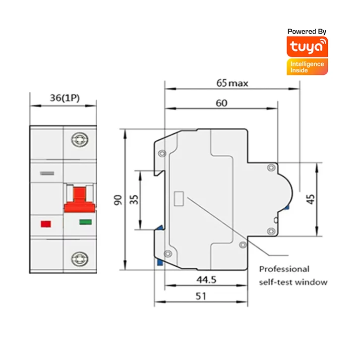 Osigurač Tuya smart WiFi za DIN šinu 16A 230VAC