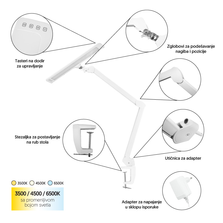 Stona lampa RL805-WH 940lm 12W
