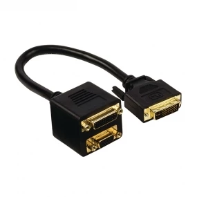 Kabl DVI-I muški – VGA ženski + DVI-I ženski, dual link 0.2m