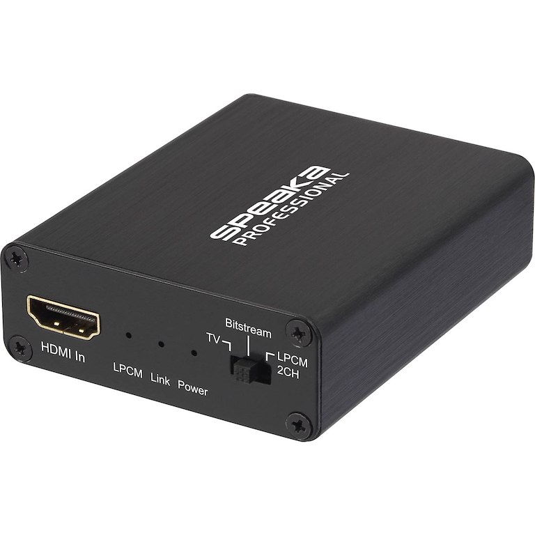 SpeaKa Professional HDMI Audio konverter SP-AE-H-TC-04V2 – HDMI na HDMI + Toslink + RCA + Jack, 4K UHD