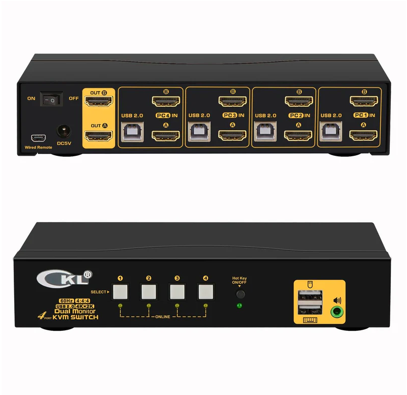 HDMI KVM USB Switch & Splitter CKL-942HUA-1A – 4-IN/2-OUT, HDMI 2.0, 4K@60Hz