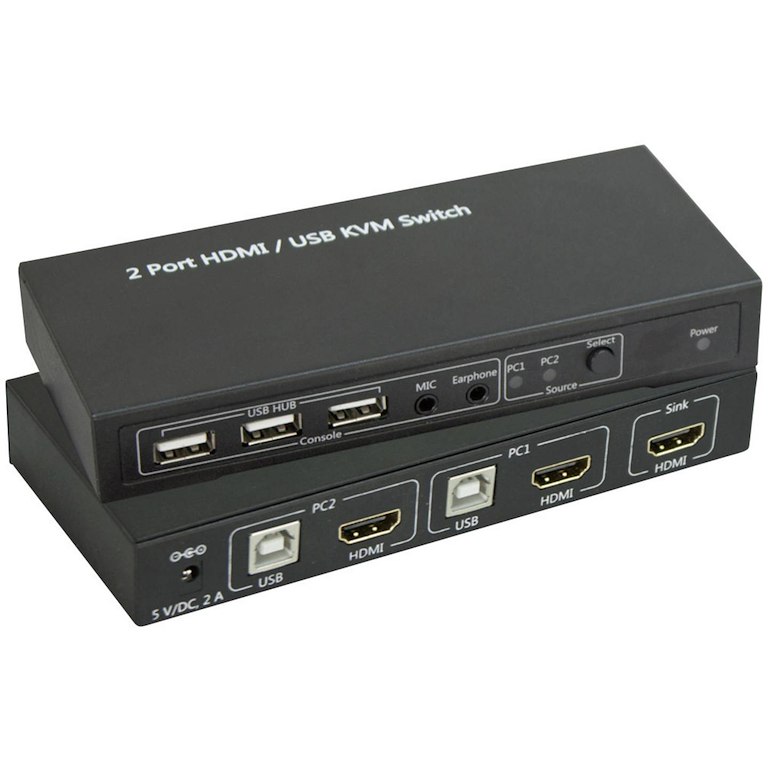 SpeaKa Professional KVM Switch 2×1 – HDMI + USB, podrška za 4K