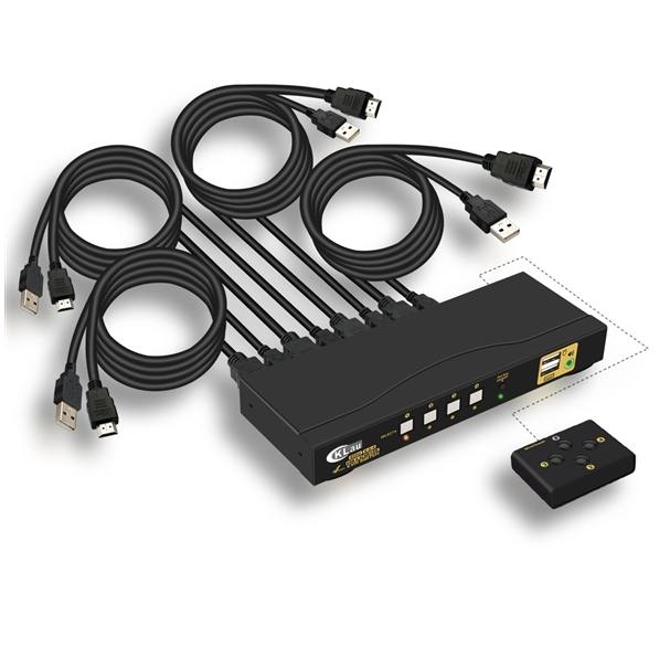 HDMI KVM USB Switch CKL-64HUA-1A – 4 Port, 4K@60Hz, Audio, USB 2.0 HUB, žični upravlja
