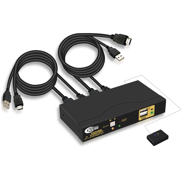 HDMI KVM USB Switch CKL-62HUA-1A – 2 Port, 4K@60Hz, Audio, USB 2.0 HUB