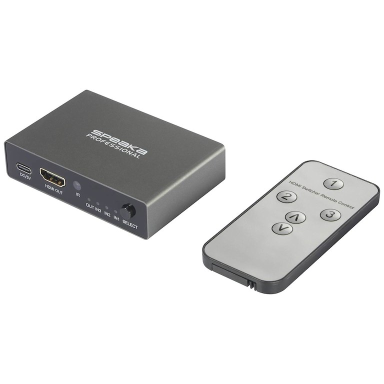 SpeaKa Professional HDMI Switch SP-HDS-210 – Preklopnik 3×1 sa 8K UHD 60Hz i 4K 120Hz podrškom