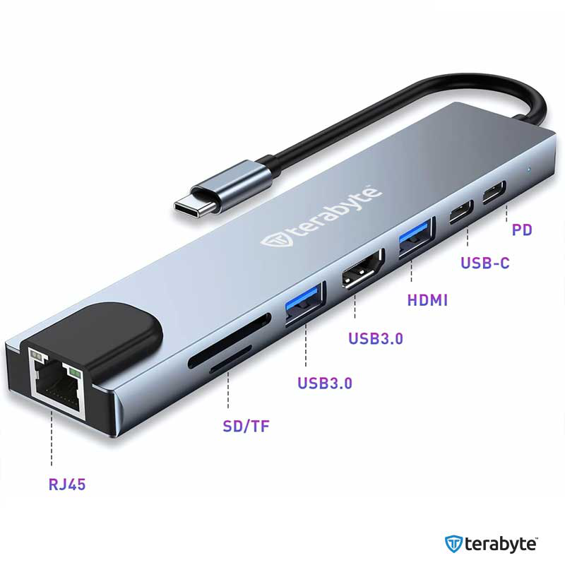 Kabl HUB Type C – RJ45 2xUSB 3.0 HDMI 2xPD SD TF 8 u 1