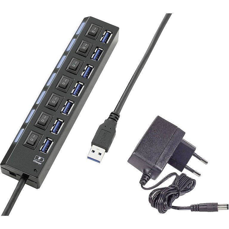 USB HUB 7 porta Renkforce 3.2 sa prekidačima
