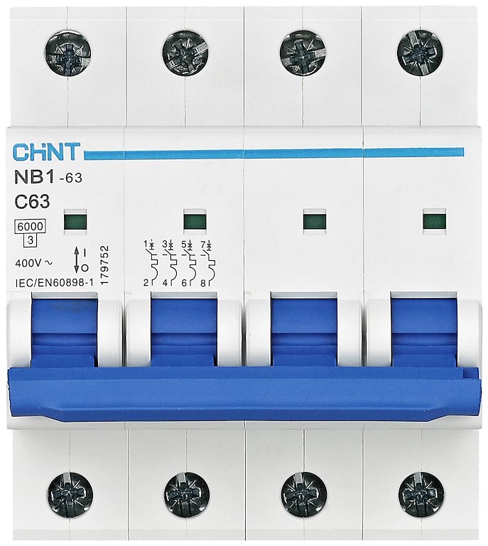 Chint 179744 NB1-63 4P C20 6kA DB zastitna sklopka za vodove 4-polni 20 A 240 V, 415 V