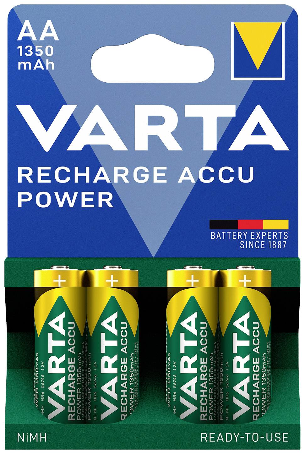 Varta RECH.AC.Power AA1350mAh Bli4 mangan (AA) akumulator NiMH 1350 mAh 1.2 V 4x
