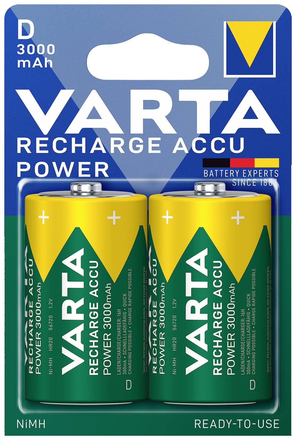 Varta RECH.AC.Power D3000mAh BLI2 mono (l) akumulator NiMH 3000 mAh 1.2 V 2x
