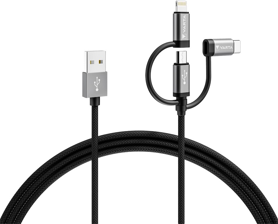 Varta USB kabel USB-A utikac, USB-Micro-B utikac, USB-C? utikac, Apple Lightning utikac 2.00 m 57937101111