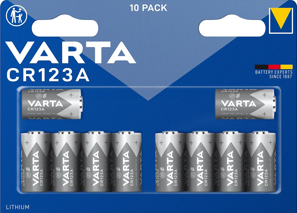Varta LITHIUM Cylindr. CR123A Bli10 fotobaterije CR-123A litijum 1430 mAh 3 V 10x