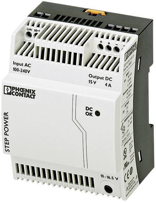 Phoenix Contact STEP-PS/1AC/15DC/4 DIN napajanje (DIN sina) 15 V/DC 4 A 60 V Broj izlaza: 1 xSadrzaj 1 kom.