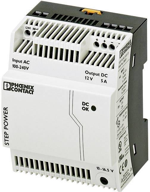 Phoenix Contact STEP-PS/1AC/12DC/5 DIN napajanje (DIN sina) 12 V/DC 5 A 60 V Broj izlaza: 1 xSadrzaj 1 kom.
