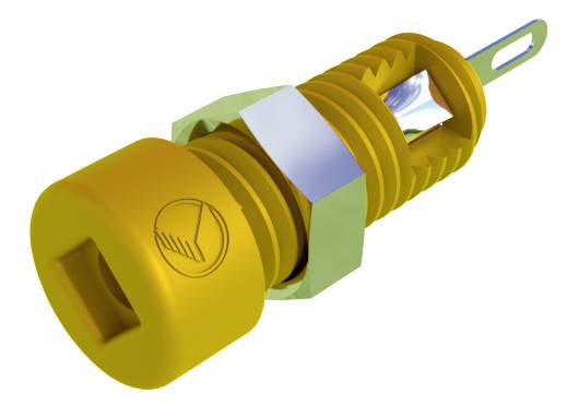 SKS Hirschmann CO MBI 1 minijaturni laboratorijski zenski konektor zenski konektor, vertikalna ugradnja Pin-fi: 2 mm zuta