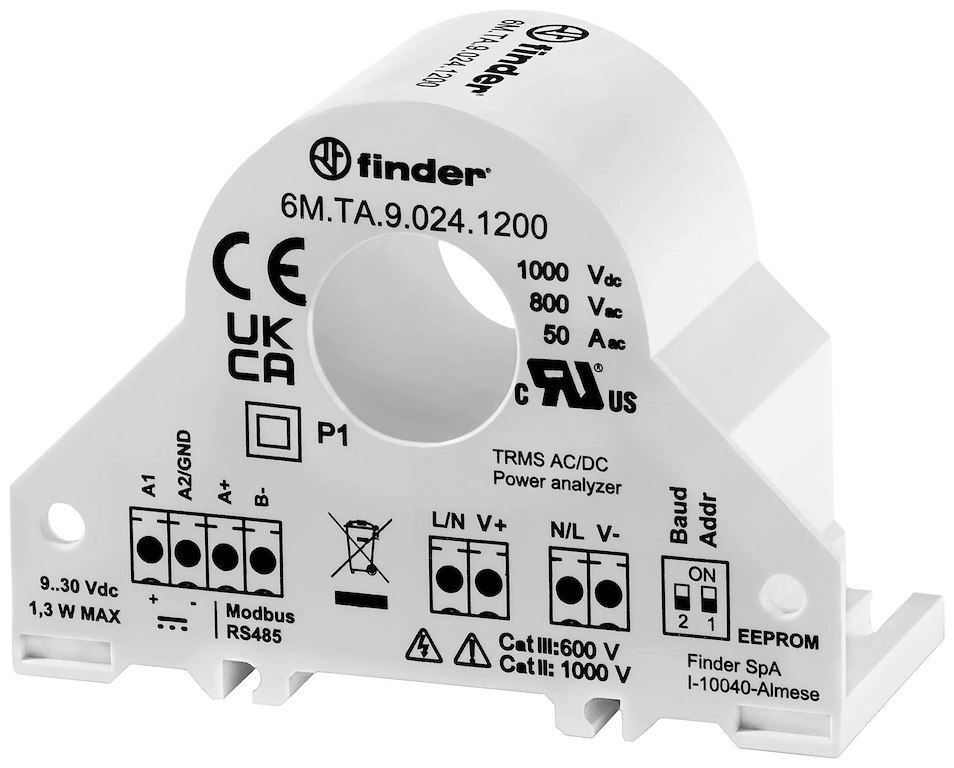 Monofazni pretvarac energije za merenje TRMS AC i DC 50A – 800 V AC / 1000 V DC Finder 6M.TA.9.024.1200 energetski merni pretvarac