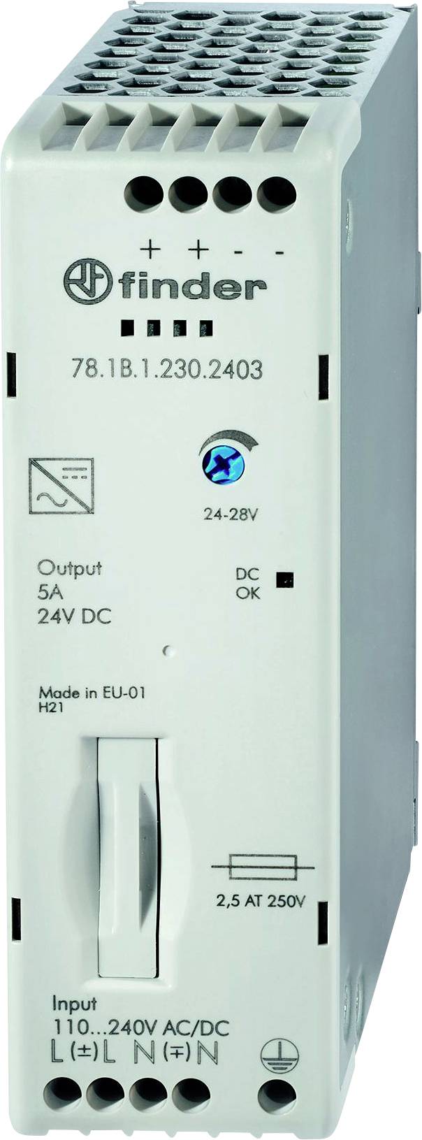 Finder 78.1B.1.230.2403 DIN-napajanje (DIN-sina) 24 V/DC 5 A 110 V