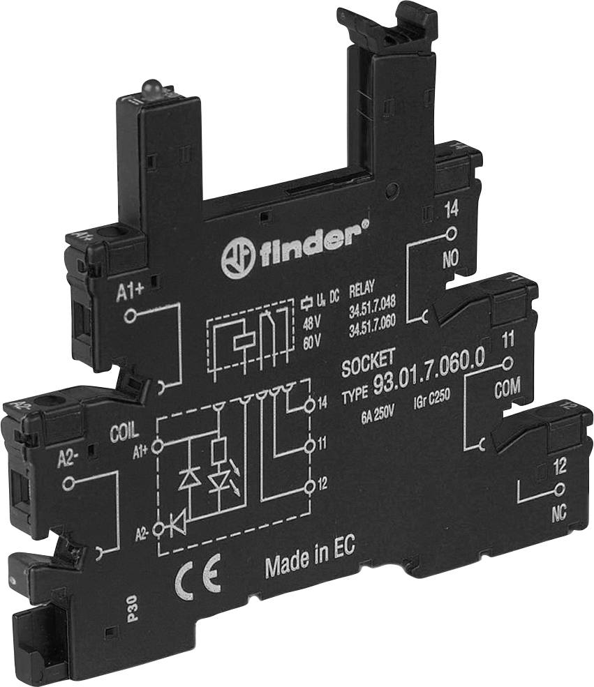 Baza releja Finder 93.01.0.024.0 (D k s k V) 75,6 k 6,2 k 87,9 mm