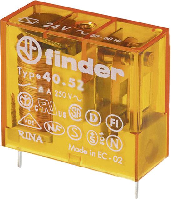 Finder 40.52.8.024.2000 PCB relej 24 V/AC 8 A 2 kom. 50 kom.