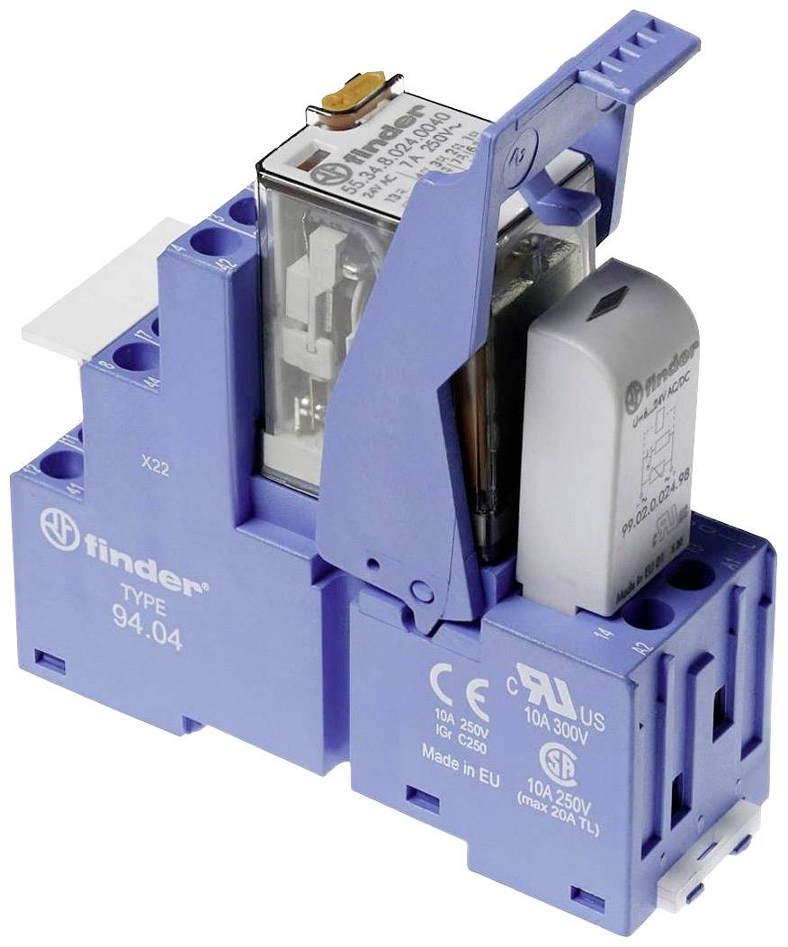 Relej spojnice sa vijcanim spojevima, 4 preklopna kontakta 7 A, kalem 12 V AC Finder 58.34.8.012.0060 spojni relej 12 V/AC 7 A 4 preklopnik