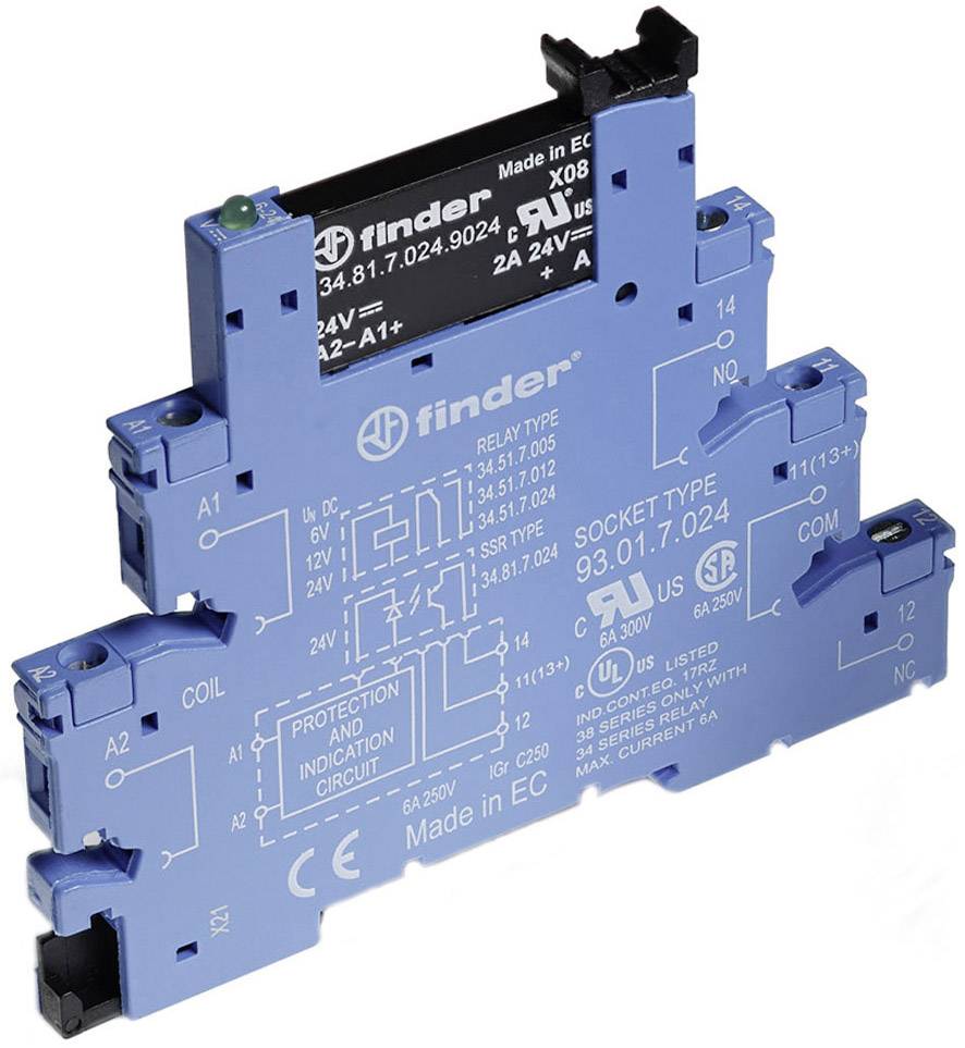 Finder solid state relej 38.81.7.024.9024 Strujno opterecenje (maks.): 2 A Preklopni napon (maks.): 24 V/DC
