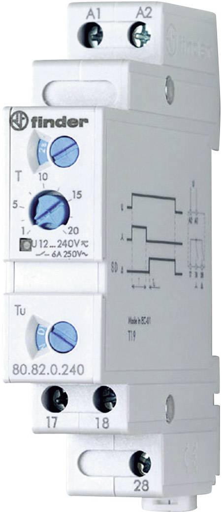 Finder 80.82.0.240.0000 80.82.0.240.0000 vremenski relej jednofunkcionalni Vremenski opseg: 0,1 s – 20 min 2 NE