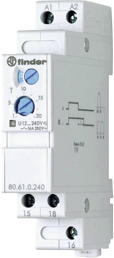 Finder 80.61.0.240.0000 80.61.0.240.0000 vremenski relej jednofunkcionalni Vremenski opseg: 0,1 – 20 s 1 ukljucivanje