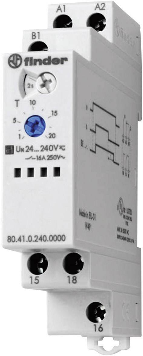 Finder 80.41.0.240.0000 80.41.0.240.0000 vremenski relej jednofunkcionalni Vremenski opseg: 0,1 s – 20 h 1 ukljucivanje