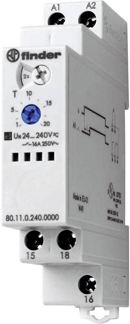Finder 80.11.0.240.0000 80.11.0.240.0000 vremenski relej jednofunkcionalni Vremenski opseg: 0,1 s – 20 h 1 ukljucivanje