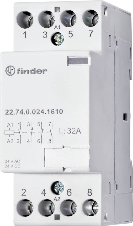 Finder 22.74.0.024.1310 kontaktor 4 NO 24 V/DC, 24 V/AC 32 A