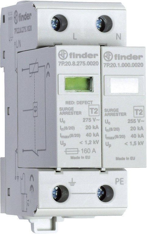 Finder 7P.22.8.275.1020 7P.22.8.275.1020 odvodnik prenapona Zastita od prenapona za: razvodni orman 20 kA