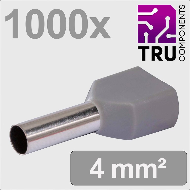 Tru Components TC-13377244 dvokraki 4 mm 2 delimicno izolovani sivi 1000 kom